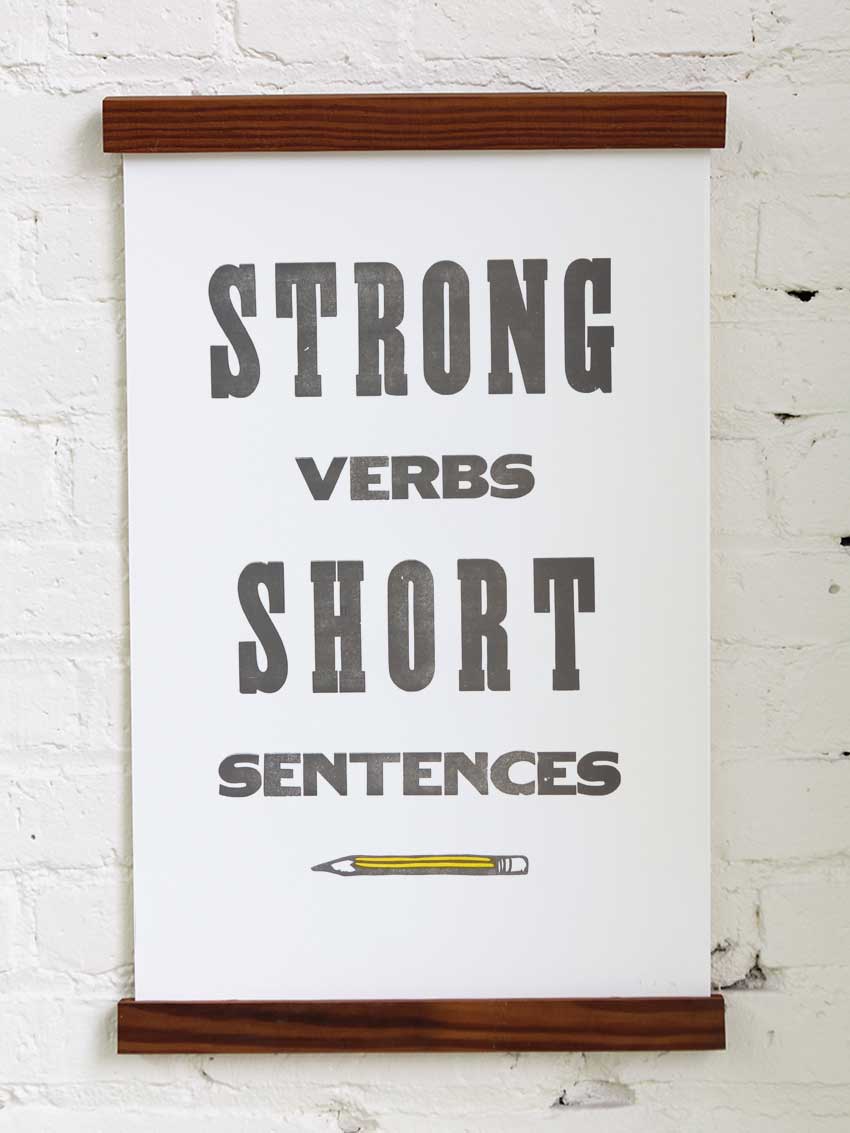 Strong Verbs Short Sentences | Southern Writer Letterpress Print – Old Try